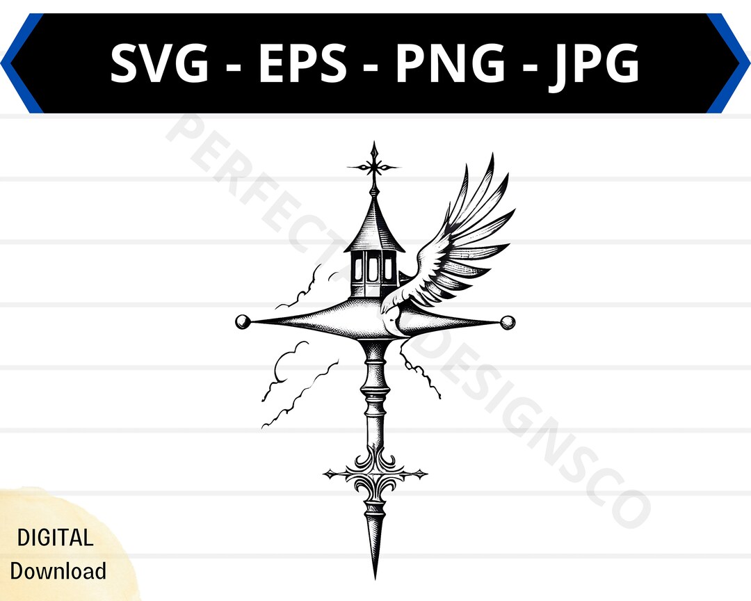 Weathervane Tattoo Illustration Svg, Weathervane Svg File for Cricut ...