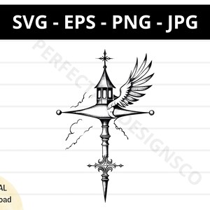 Weathervane Tattoo Illustration Svg, Weathervane Svg File for Cricut ...