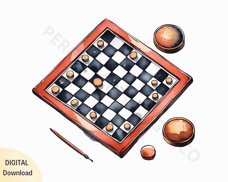 Checkers Printable Watercolor Clipart, Checkers High Quality Transparent Background Png and Jpg ...