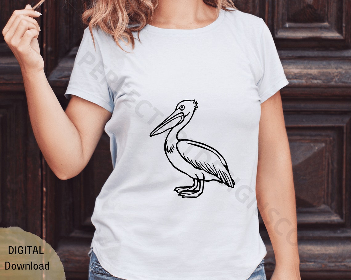Pelican Outline Svg, Pelican Clipart, Pelican Svg for Shirt, Svg File ...