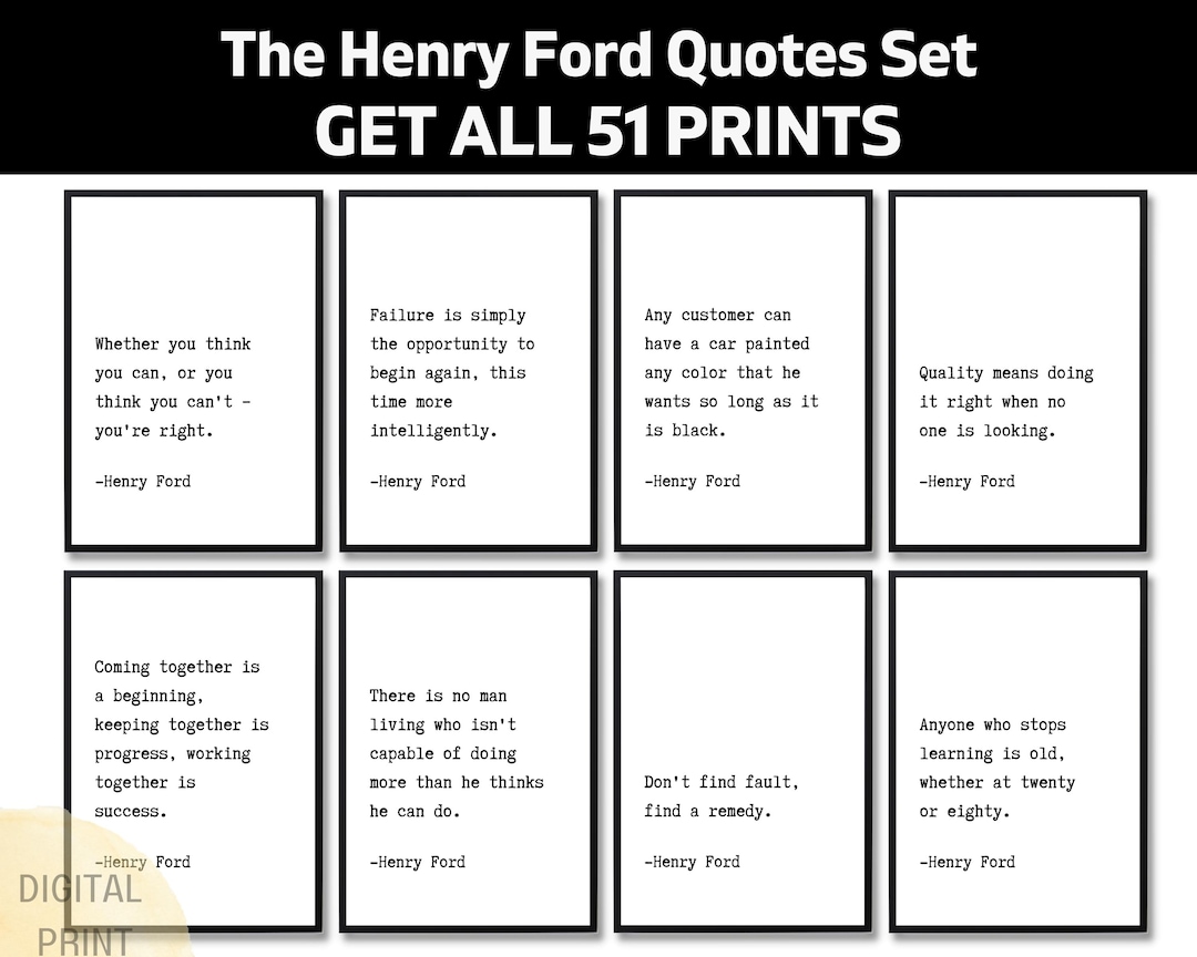 Henry Ford Quote Set of 51, Printable Entrepreneur Wall Art, Success ...