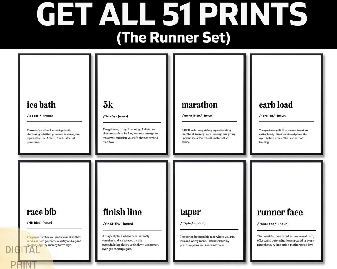 Runner Funny Definition Print, Marathon Runner Gift for Her Him, Funny ...