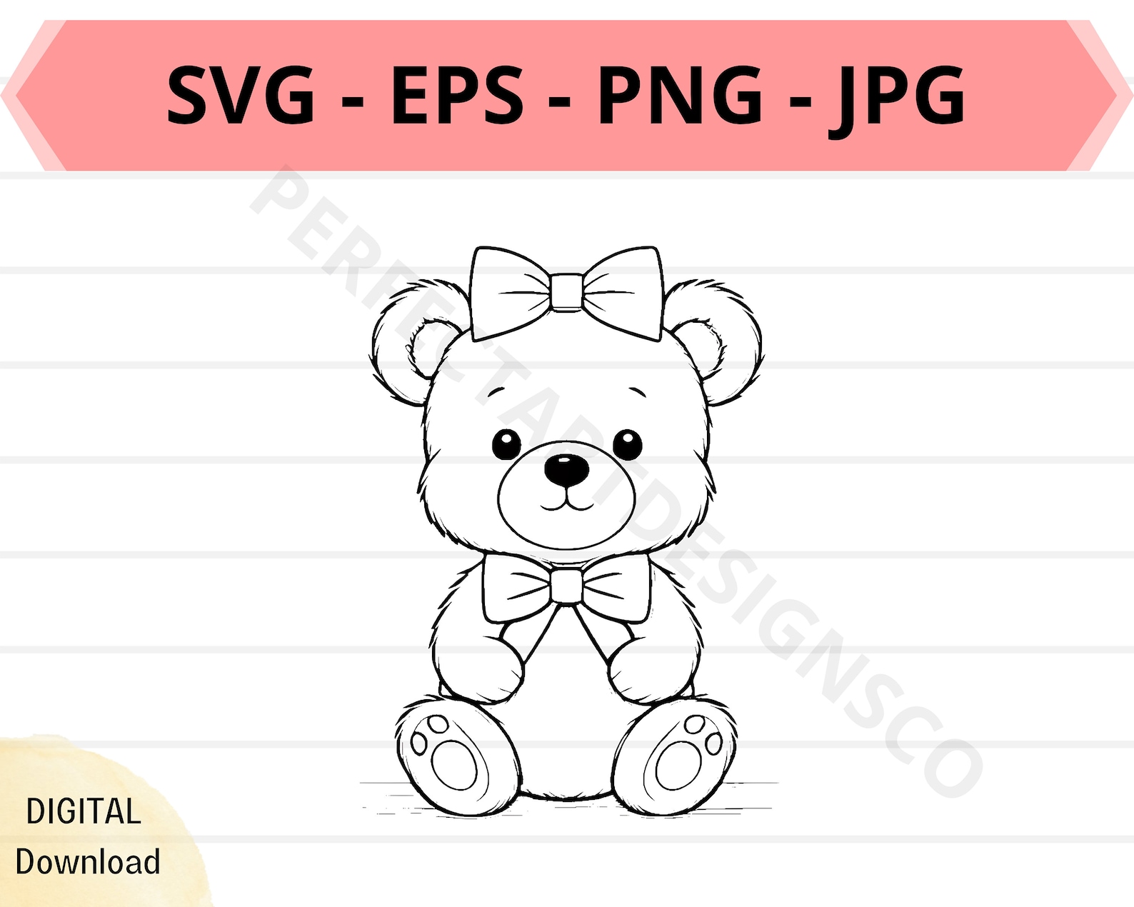 Baby Bear Cutting Svg for Cricut and Silhouette, Bear Wearing Bow ...