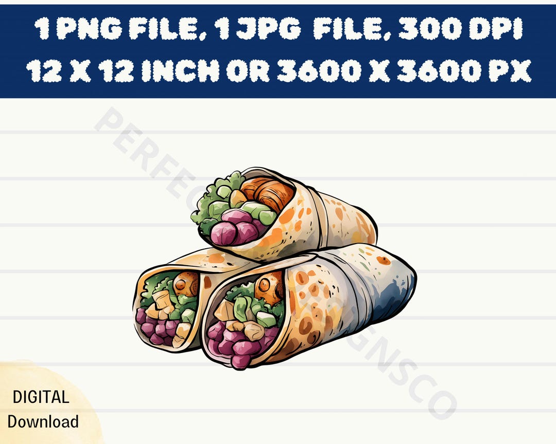Burritos Watercolor Clipart, Burritos Watercolor Png Transparent ...