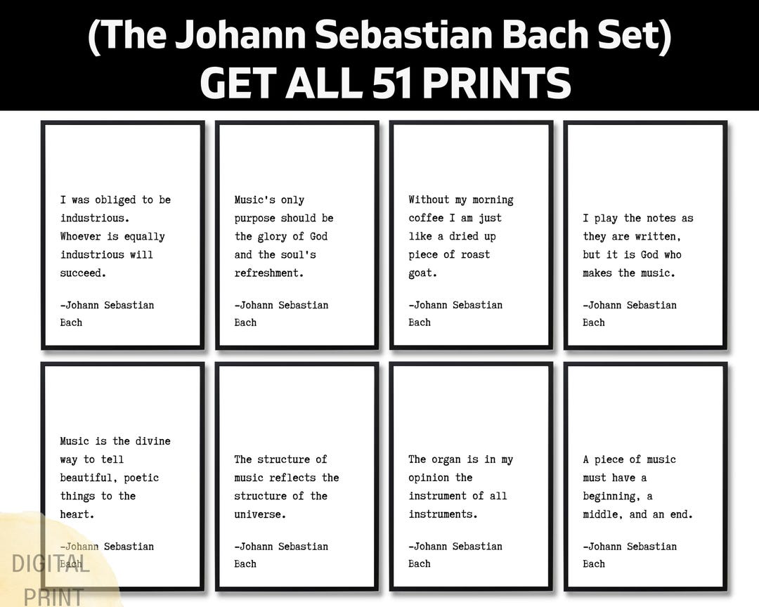 51 Johann Sebastian Bach Quotes, Baroque Composer Wall Art, Classical ...
