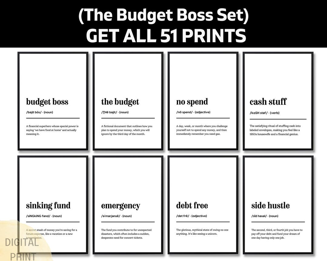 Budget Boss Funny Definition Print, Financial Freedom Gift, Debt Free ...