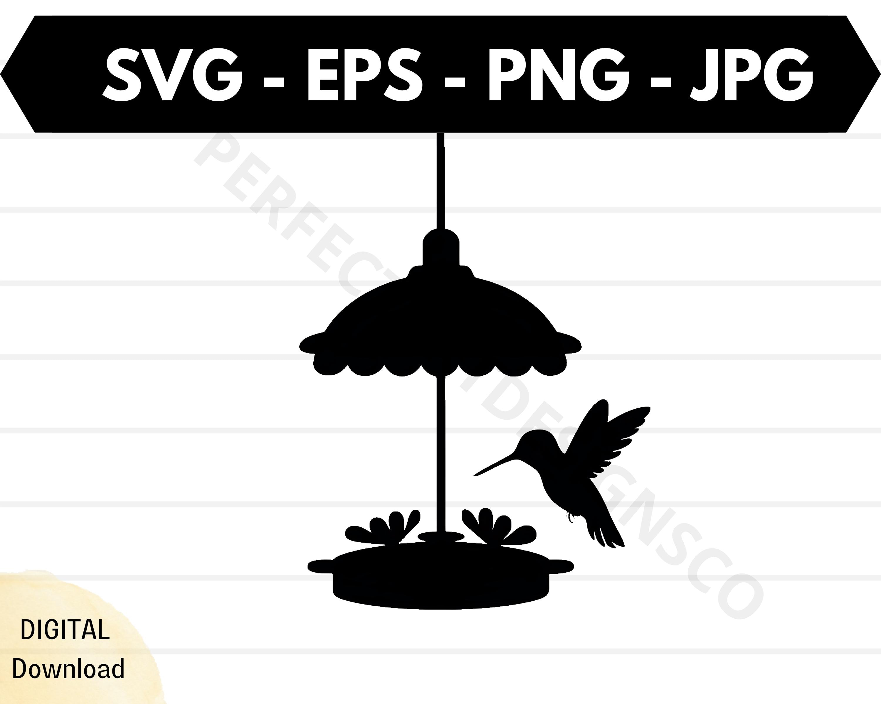 Hummingbird Feeder Silhouette Svg File, Hummingbird Feeder Outline ...