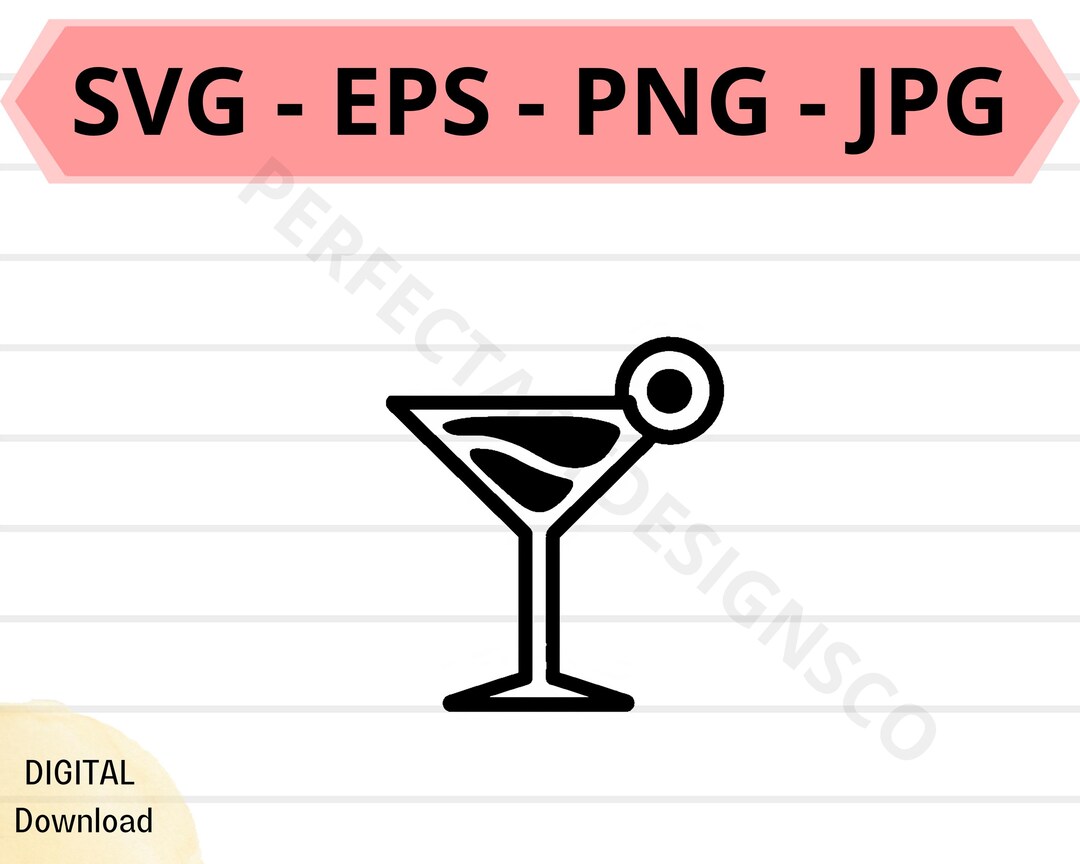 Cocktail Glass Symbol Svg Cutfile, Cocktail Glass Sign, Cocktail Glass ...