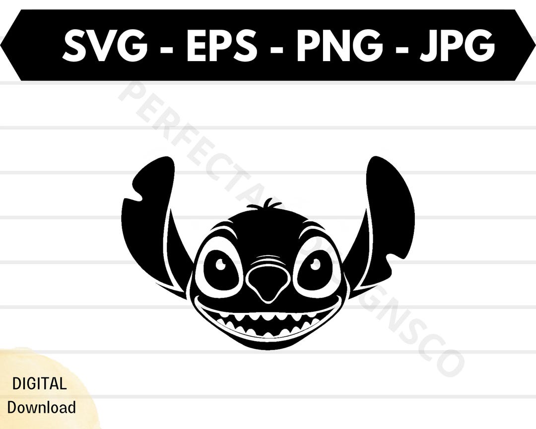 Stitch Face Silhouette Svg File, Stitch Face Cutting Svg File for ...