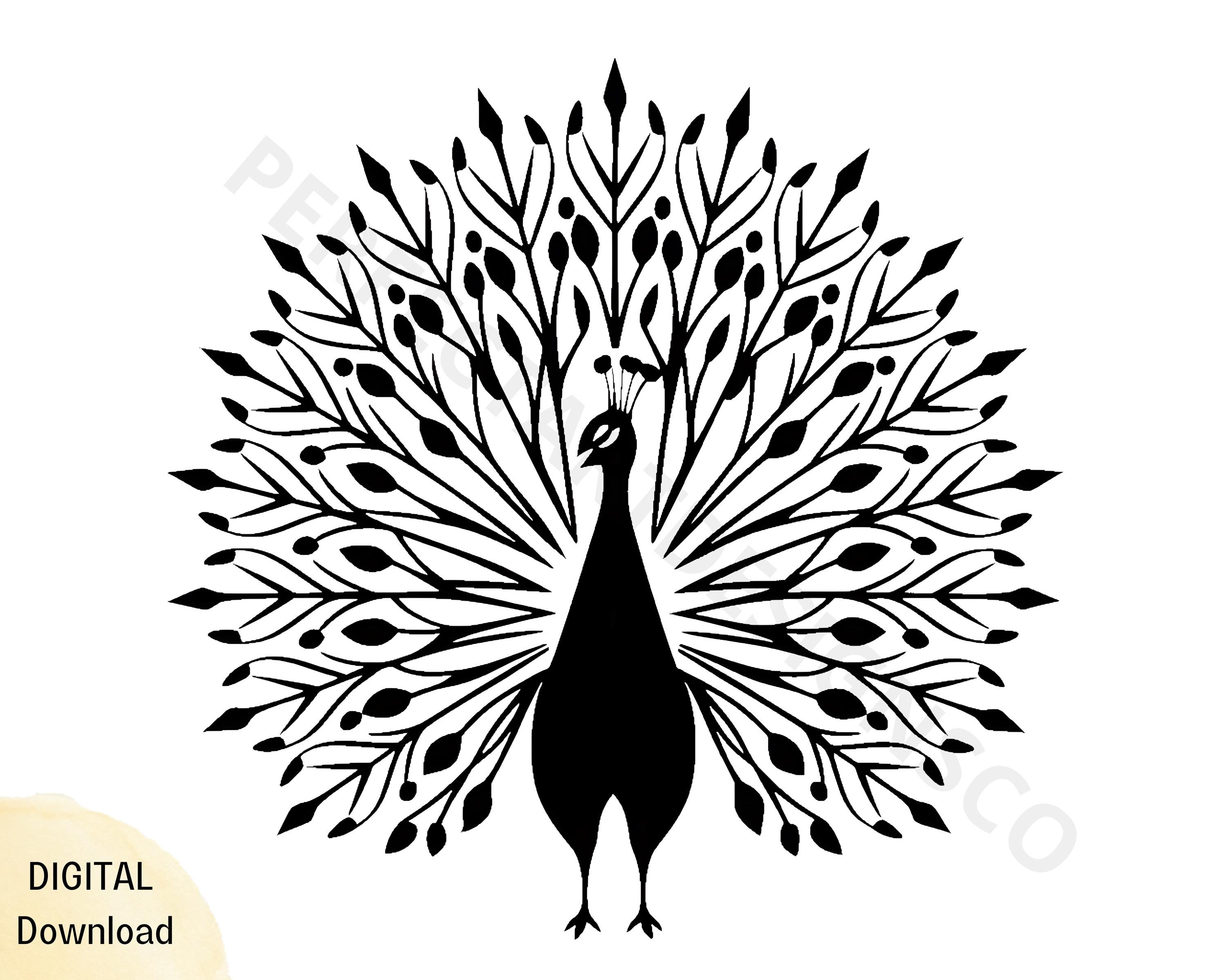 Peacock Feather Silhouette Svg File, Peacock Feather Outline Clipart ...