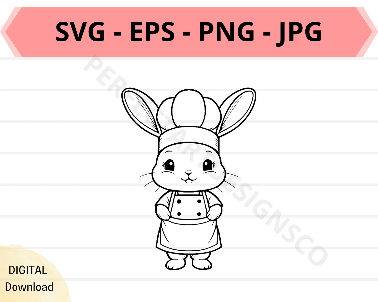 Cute Bunny Svg, Cricut, Silhouette, Bunny Dressed as Chef Bunny Shirt ...