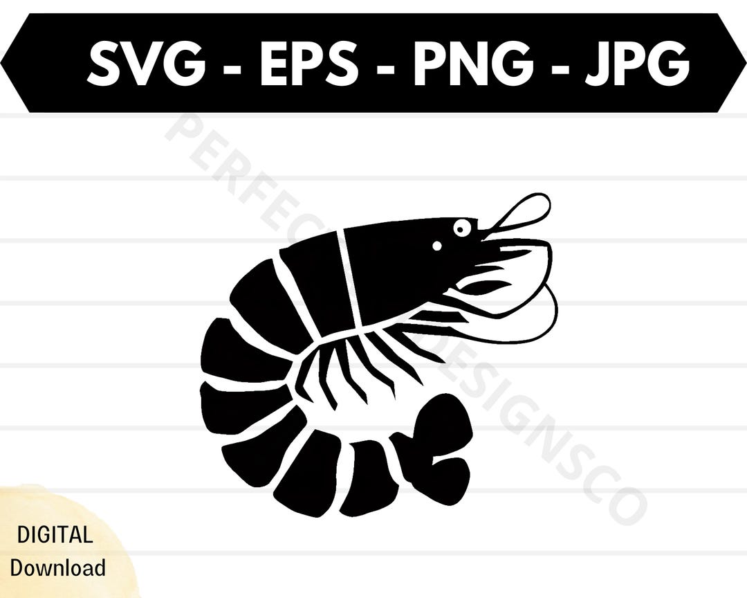 Shrimp Silhouette Svg File, Shrimp Outline Clipart Svg, Shrimp Cutting ...
