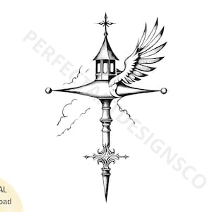 Weathervane Tattoo Illustration Svg, Weathervane Svg File for Cricut ...