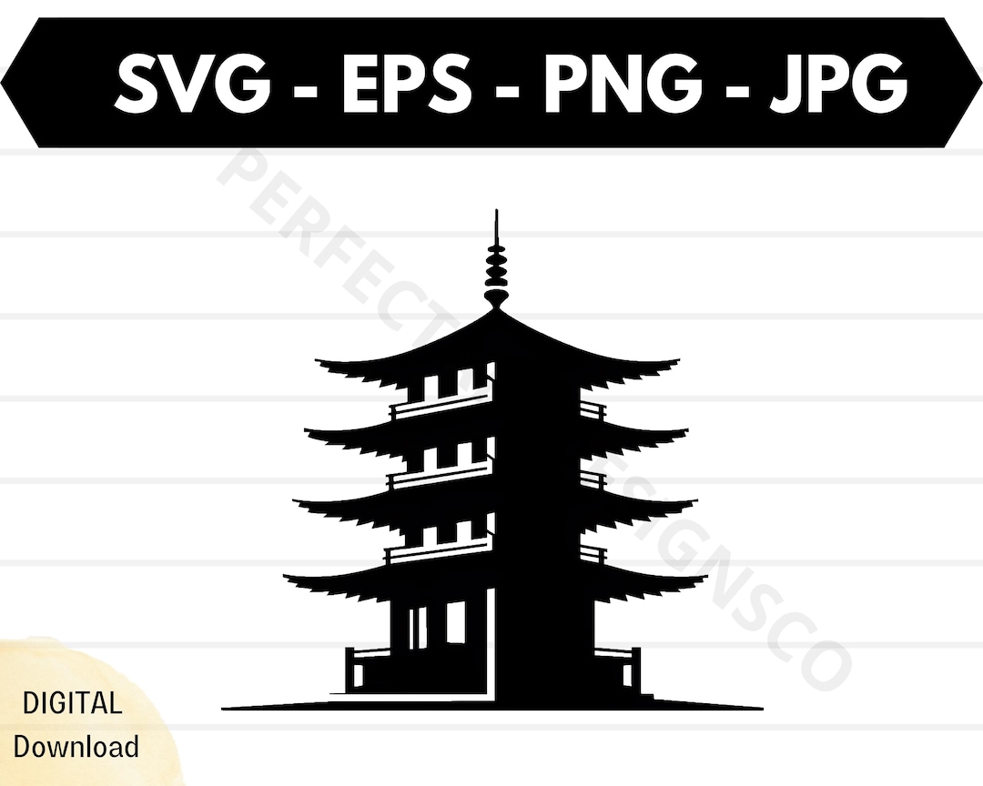 Pagoda Tree Silhouette Svg File, Pagoda Tree Cutting Svg File for ...