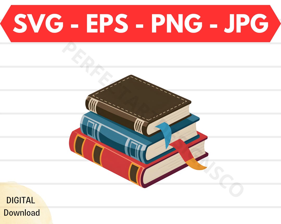 Bookstack Svg File for Cricut, Silhouette, Bookstack Clip Art, Bookstack Shirt Design, Bookstack ...