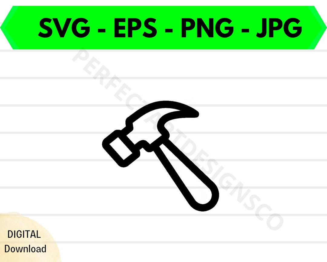 Hammer Outline Svg File, Hammer Cutting Svg File for Cricut, Hammer ...