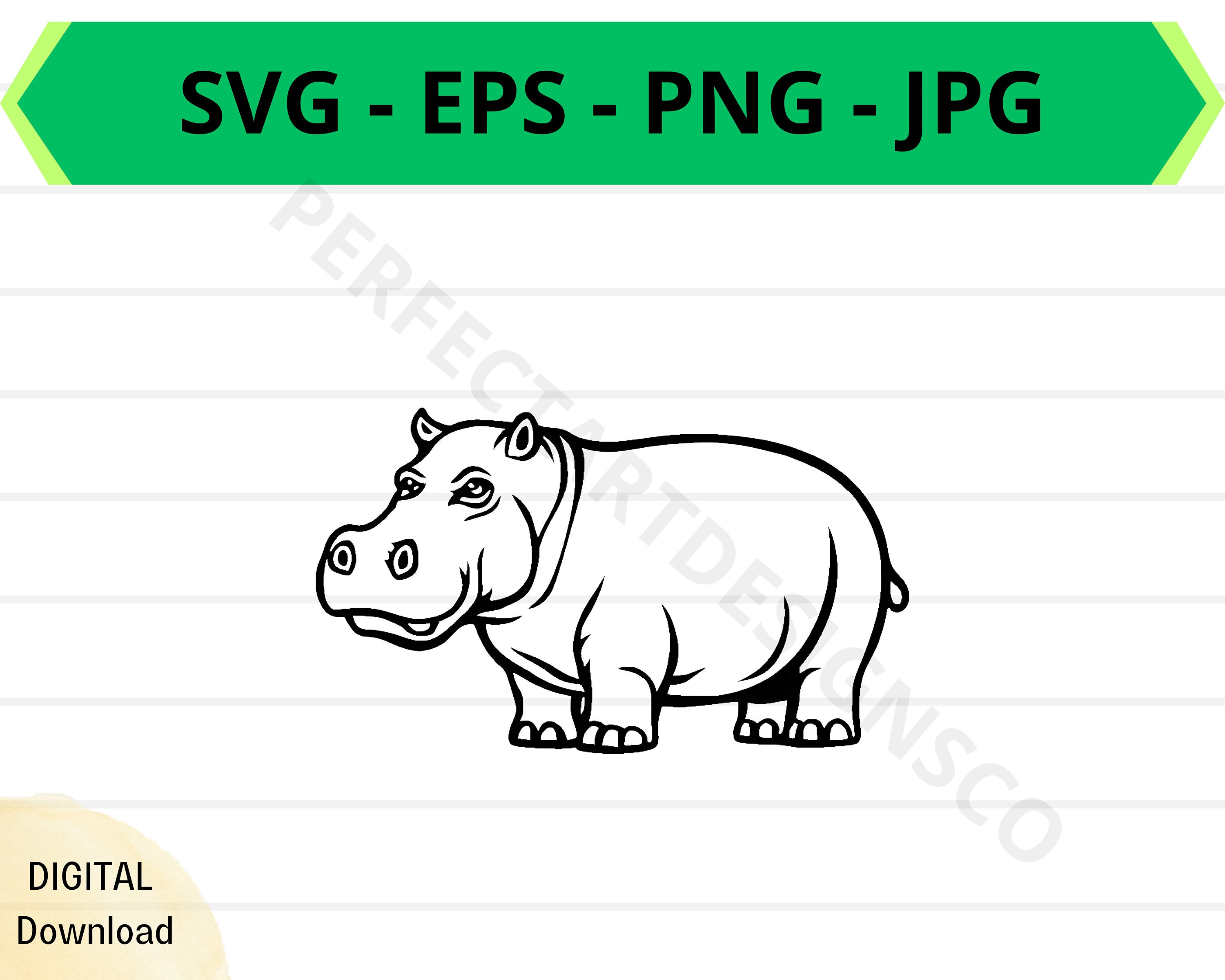 Hippo Outline Svg, Hippo Clipart, Hippo Svg for Shirt, Svg File for ...