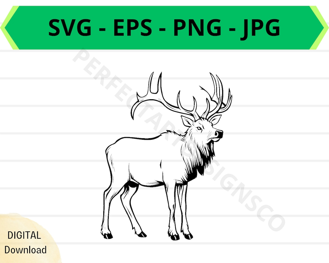 Elk Outline Svg, Elk Clipart, Elk Svg for Shirt, Svg File for Cricut ...