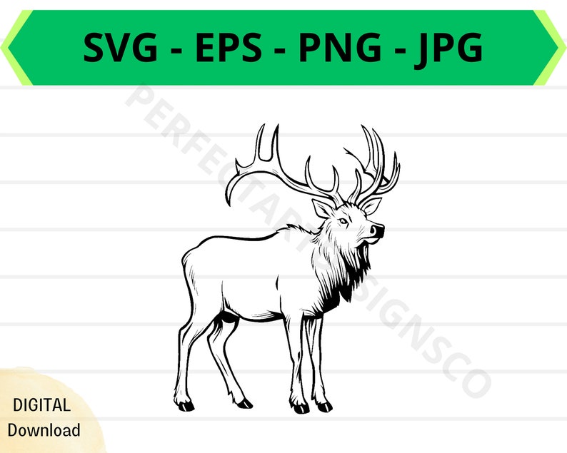 Elk Outline Svg, Elk Clipart, Elk Svg for Shirt, Svg File for Cricut ...
