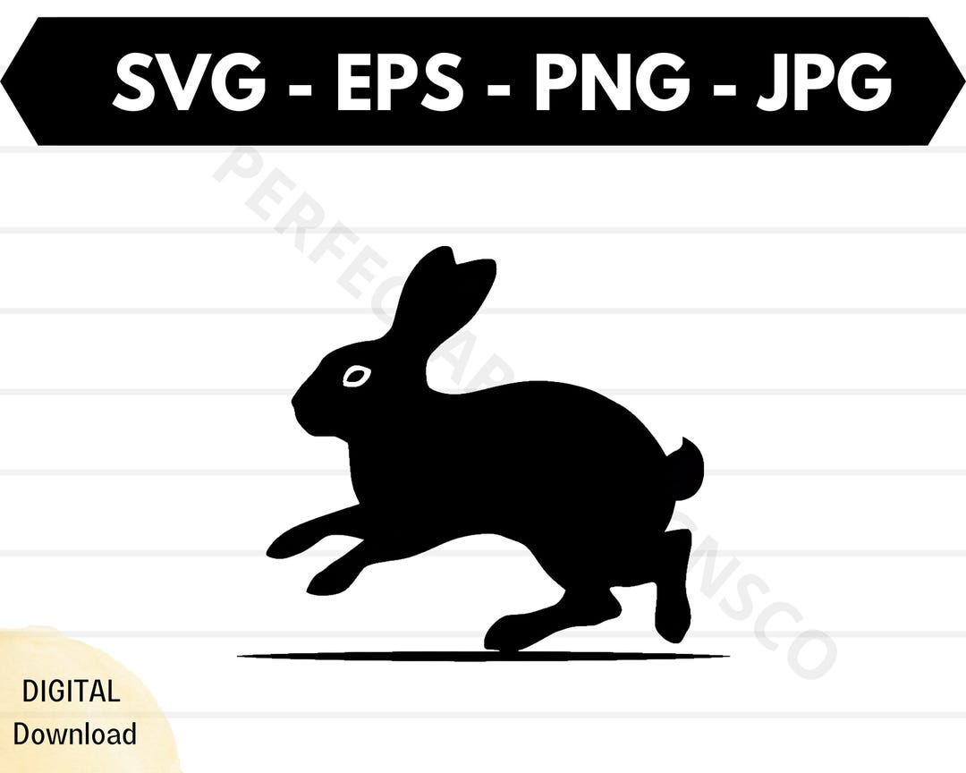 Rabbit Hopping Silhouette Svg File, Rabbit Hopping Cutting Svg File for ...