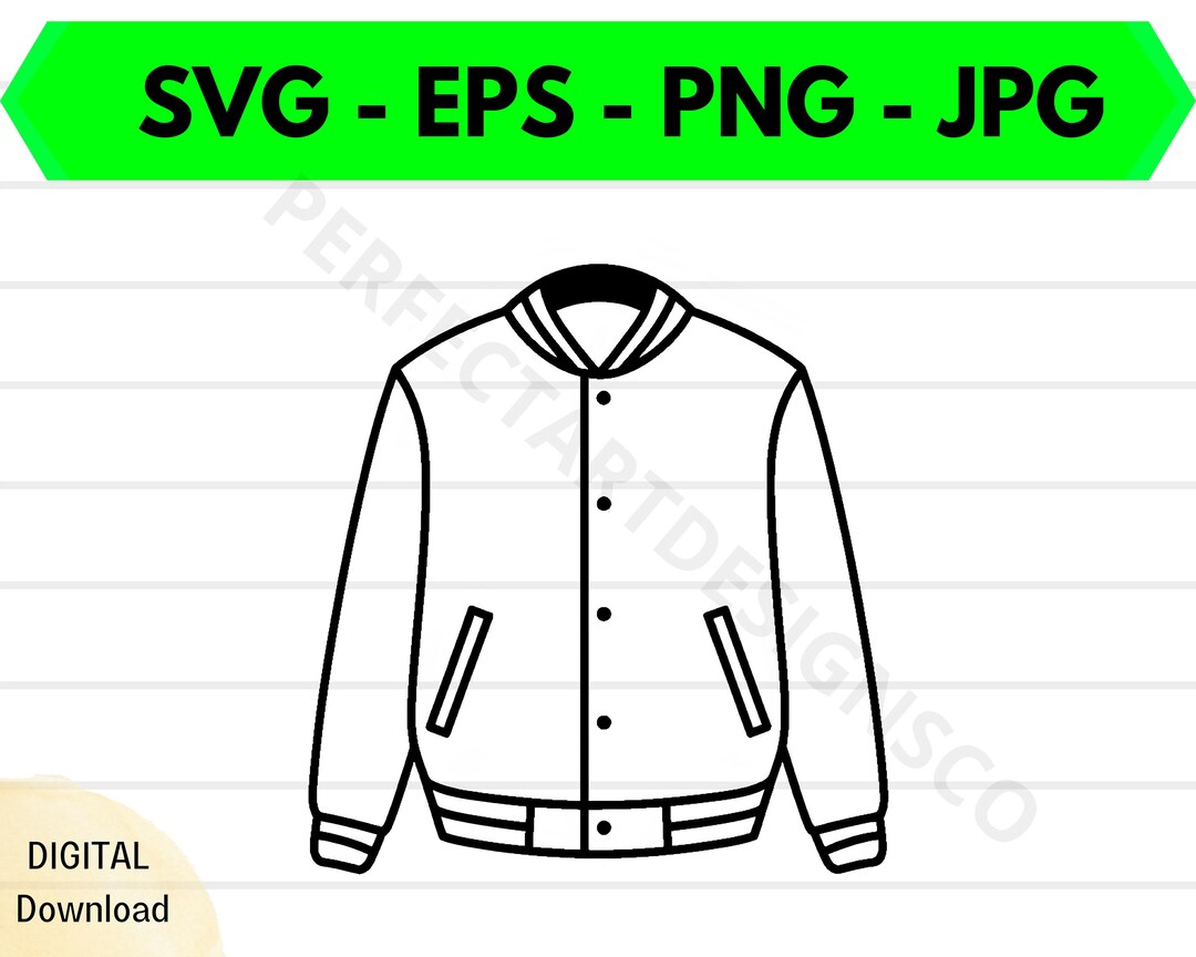 Letterman Jacket Outline Svg, Letterman Jacket Cricut Cutfile ...