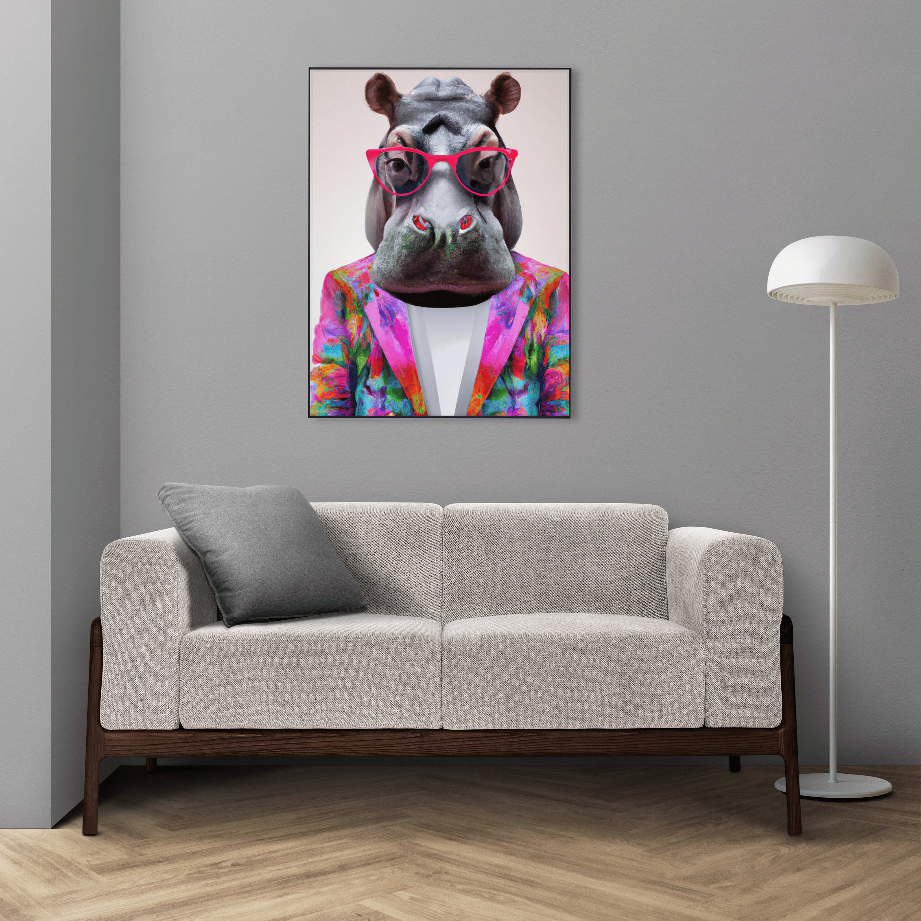 Hippo Printable Wall Art, Hippo Fashion Portrait, Best Gift for Hippo ...