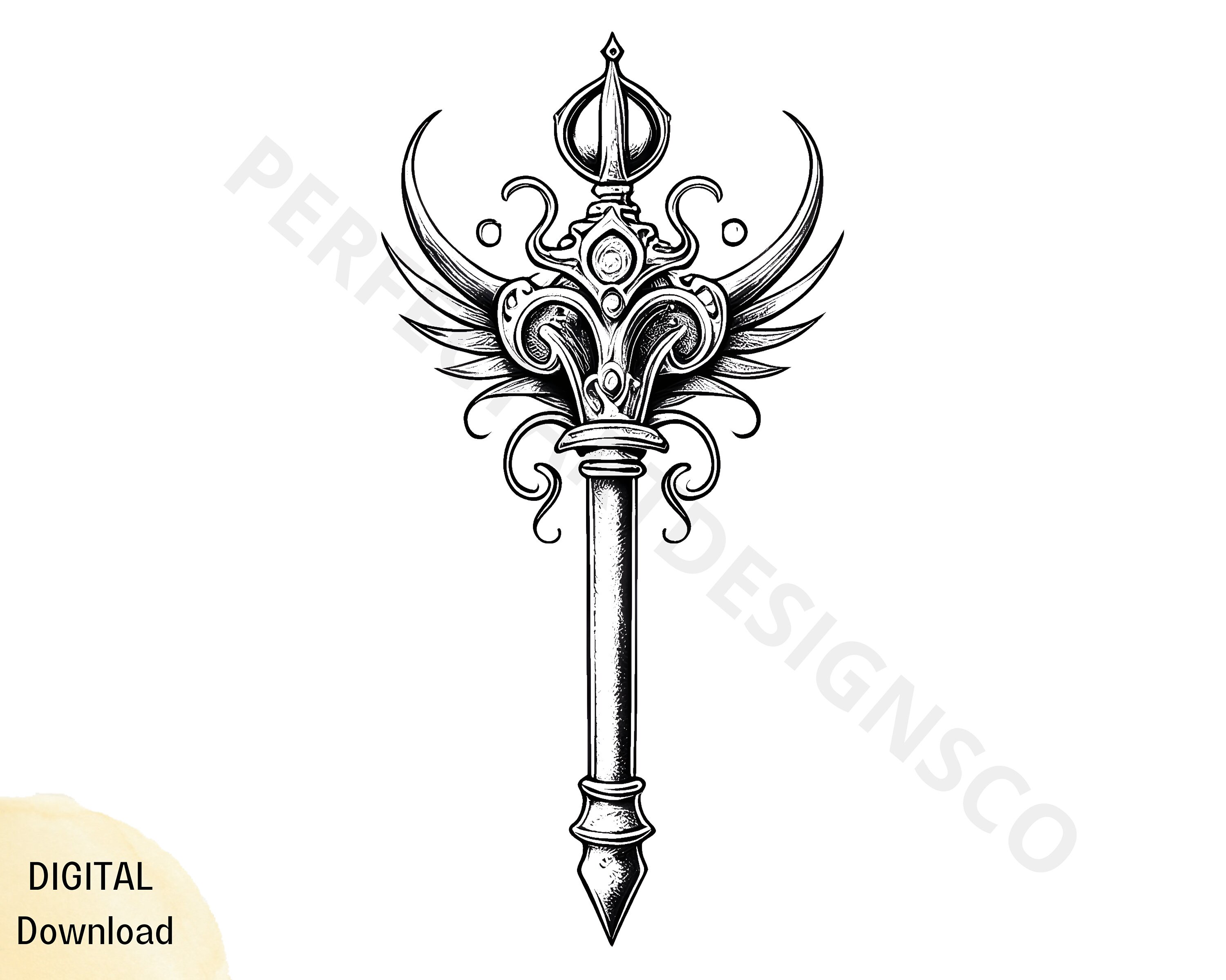 Scepter Vector Illustration Tattoo Svg, Scepter Shirt Design Image ...