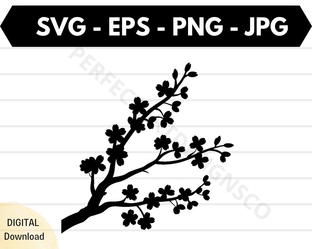 Cherry Tree Silhouette Svg, Cherry Tree Clipart, Cherry Tree Svg File ...