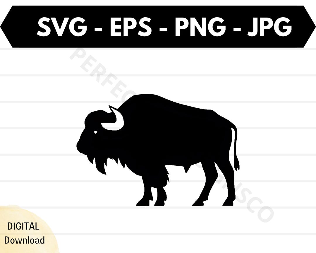 Buffalo Silhouette Svg File, Buffalo Outline Clipart Svg, Buffalo ...
