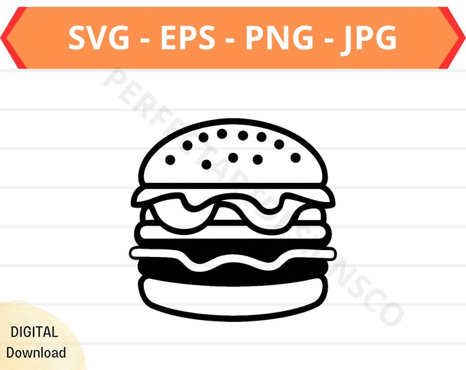 Burger Svg, Burger Silhouette, Burger Picture, Burger, Food Svg, Vector ...