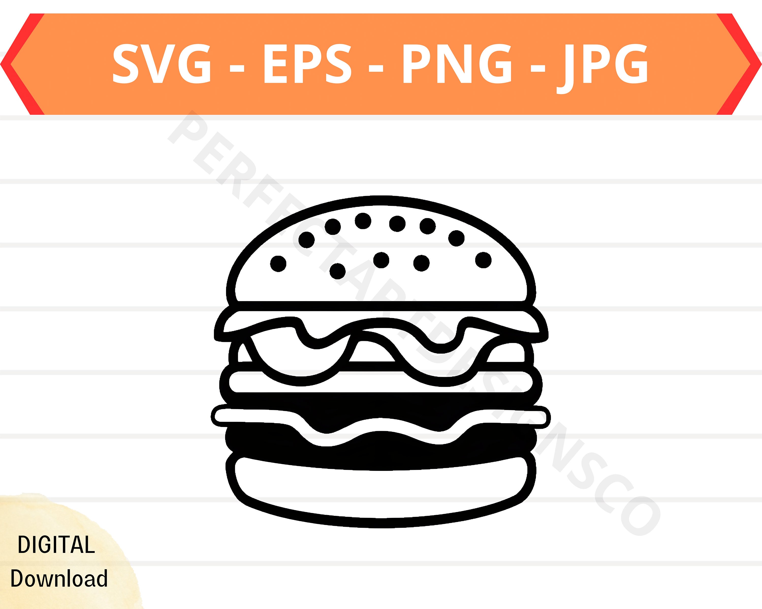 Burger Outline Svg, Burger Clipart, Burger Svg for Shirt, Svg File for ...