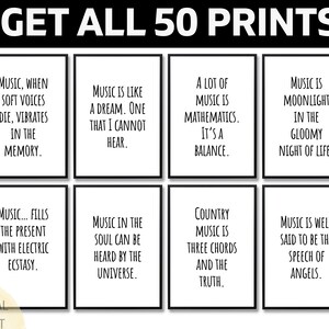 Music Quotes Set of 50 Posters, Printable Wall Art, Music Gallery Decor ...