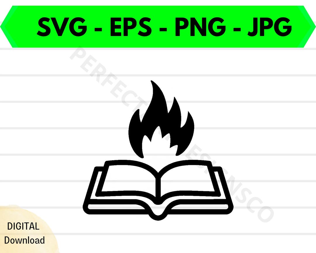 Burning Book Svg File, Burning Book Outline Svg, Burning Book Clipart ...