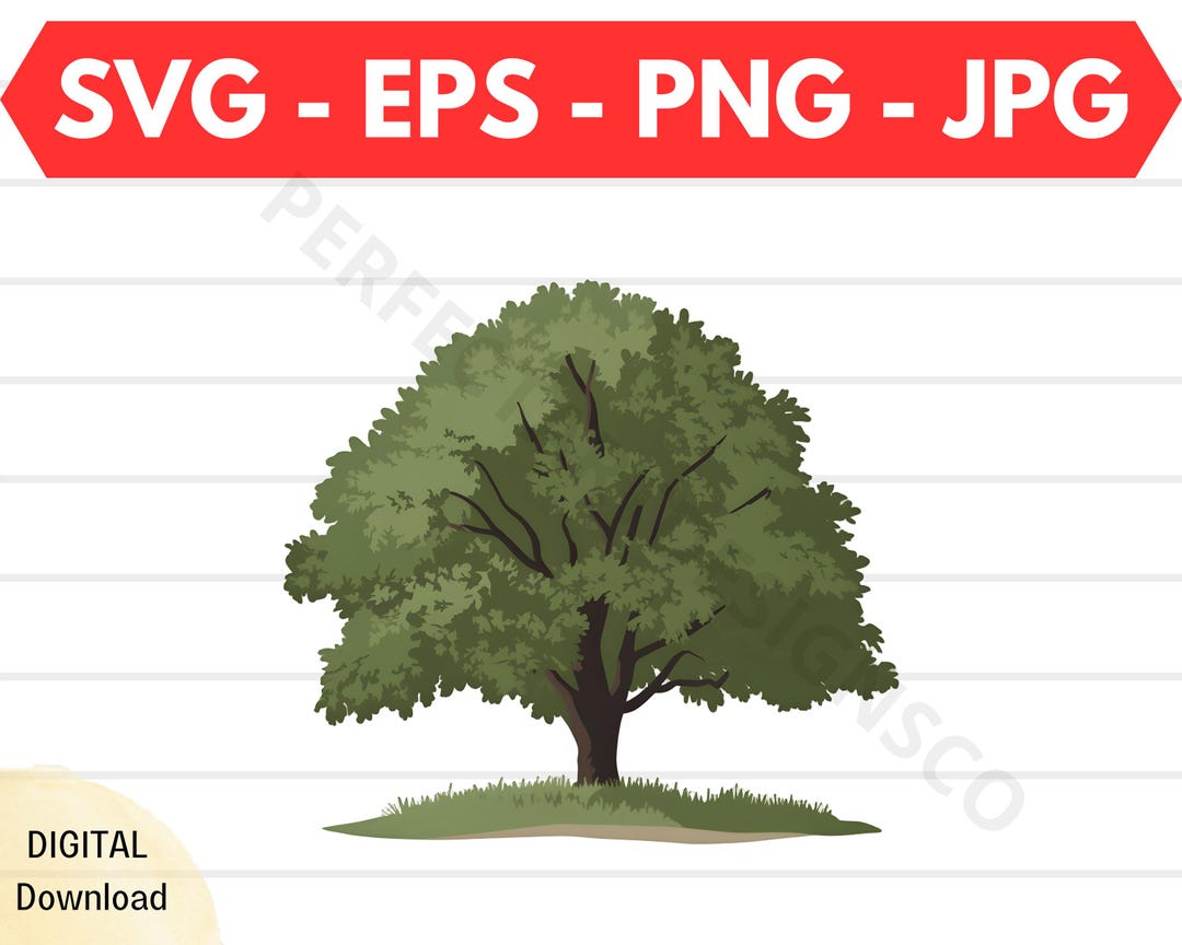 Simple Oak Tree Svg File for Cricut, Silhouette, Simple Oak Tree Clip ...