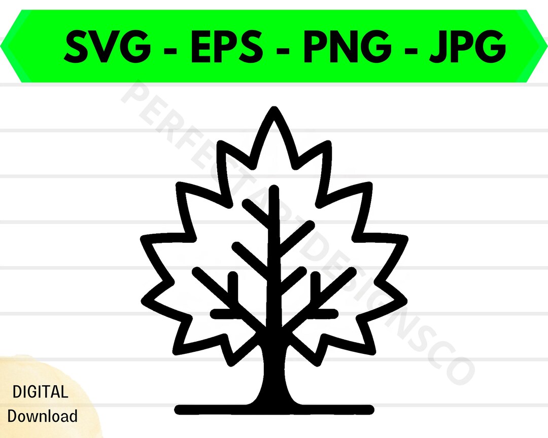 Maple Tree Outline Svg File, Maple Tree Cutting Svg File for Cricut ...