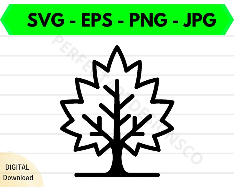 Maple Tree Outline Svg File, Maple Tree Cutting Svg File for Cricut ...