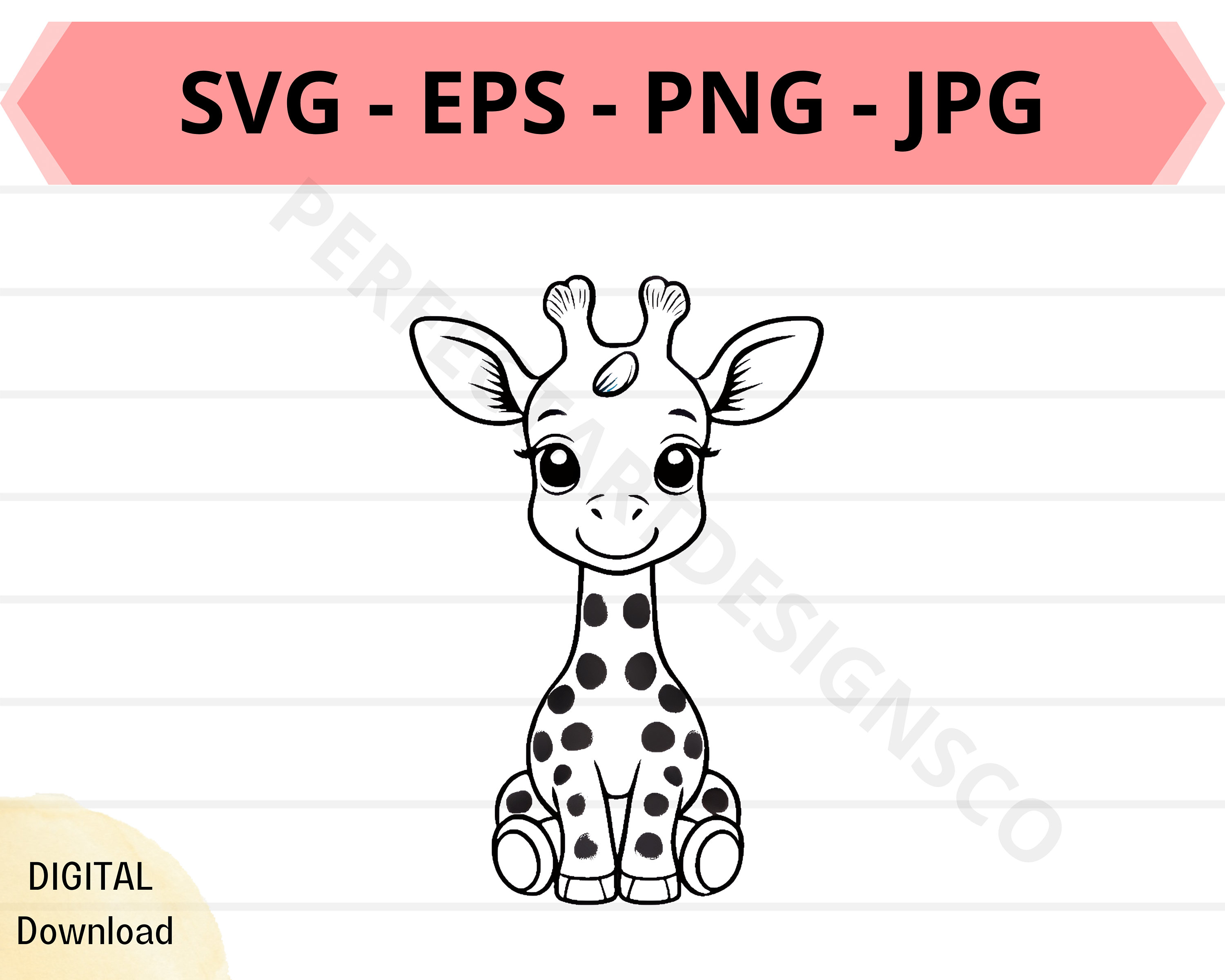 Cute Giraffe Svg File, Baby Giraffe Outline Svg, Giraffe Clipart Svg ...