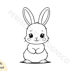 Cute Rabbit Svg File, Baby Rabbit Outline Svg, Rabbit Clipart Svg ...