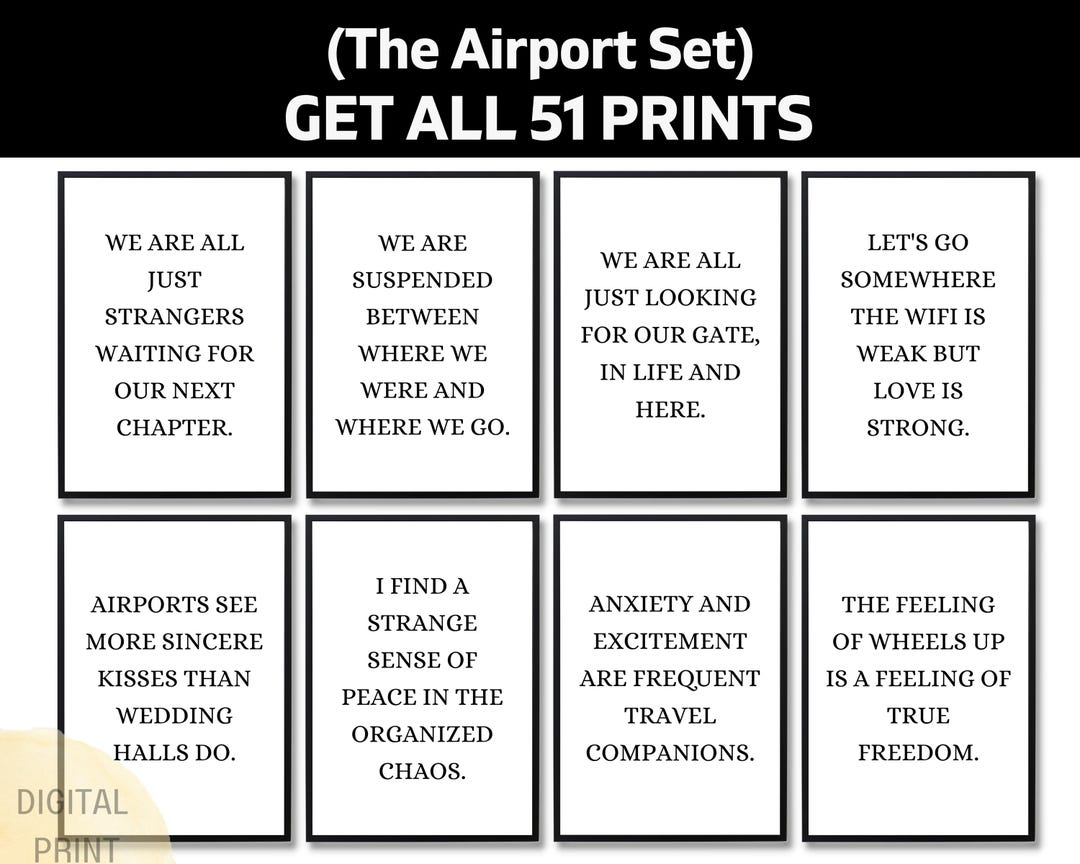 Airport and Travel Quotes Printable Wall Art Set of 51 Adventure Decor ...