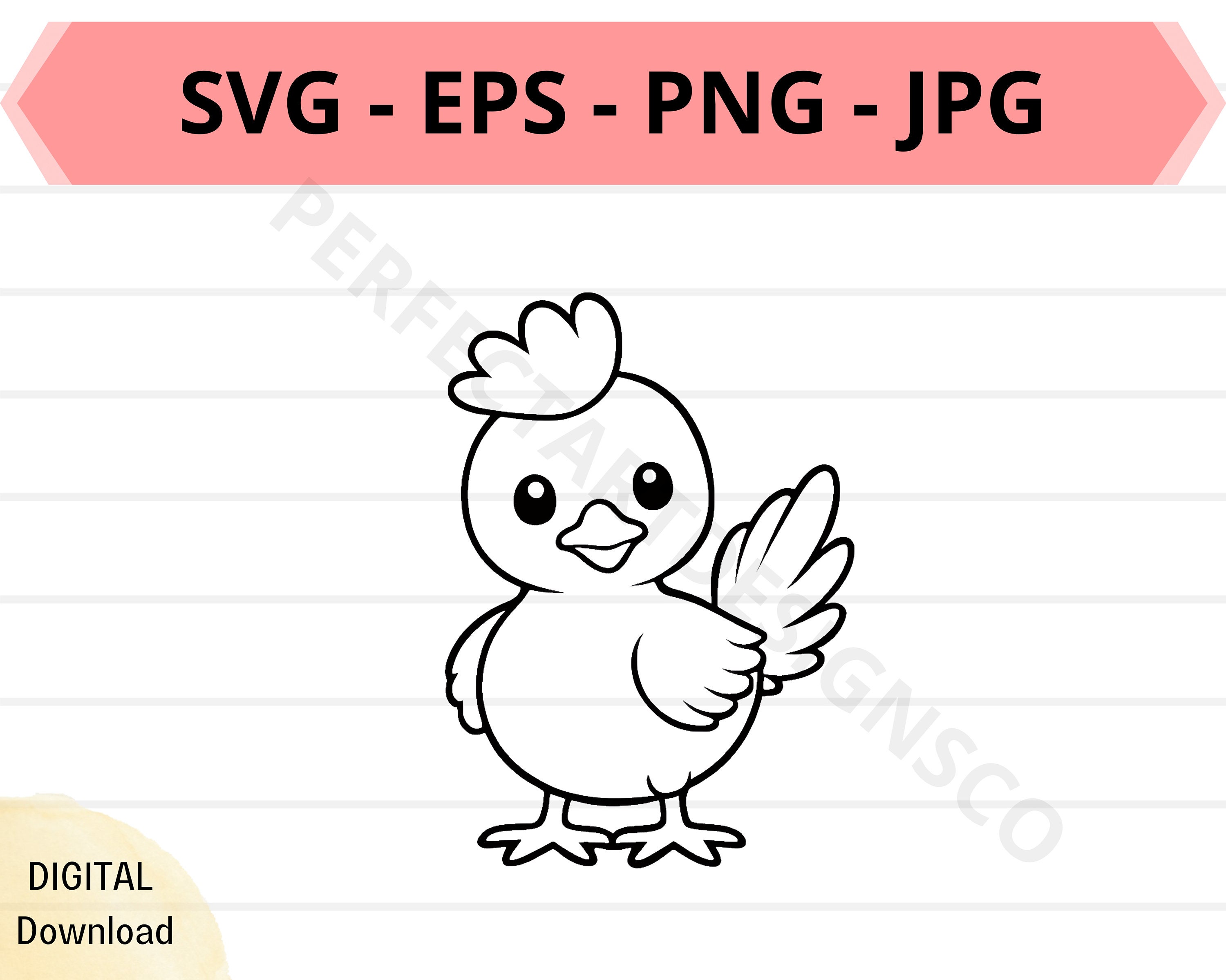 Cute Chicken Svg File, Baby Chicken Outline Svg, Chicken Clipart Svg ...