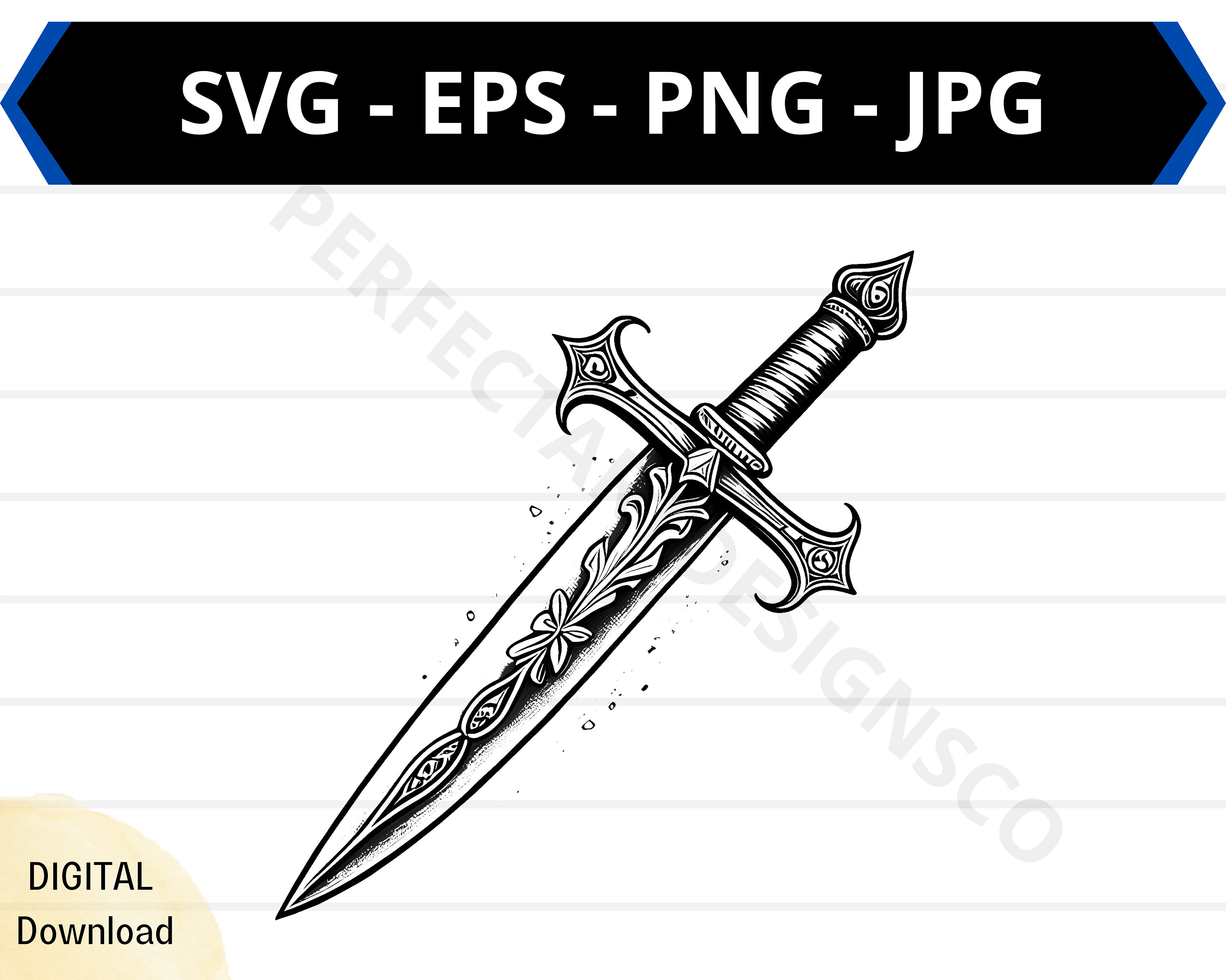 Dagger Vector Image Clipart, Dagger Svg Dagger Cutting File Cricut ...
