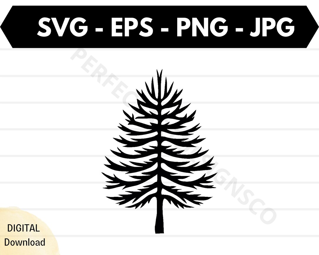 Cedar Tree Silhouette Svg File, Cedar Tree Outline Clipart Svg, Cedar ...