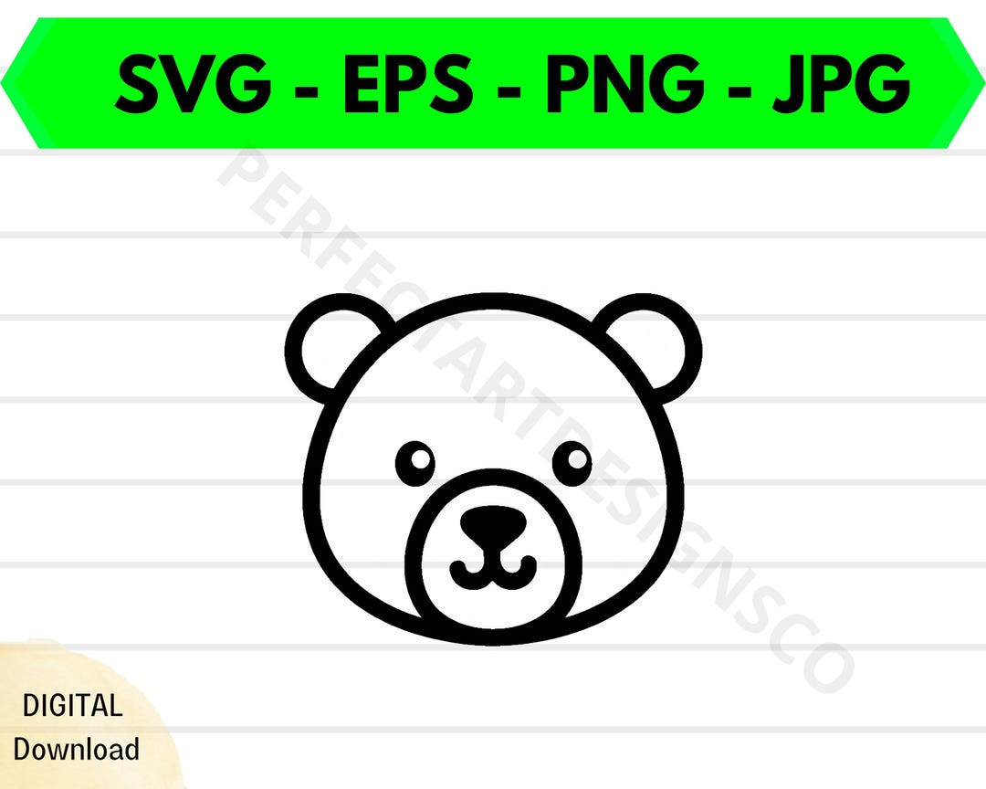 Bear Face Outline Svg File, Bear Face Cutting Svg File for Cricut, Bear ...