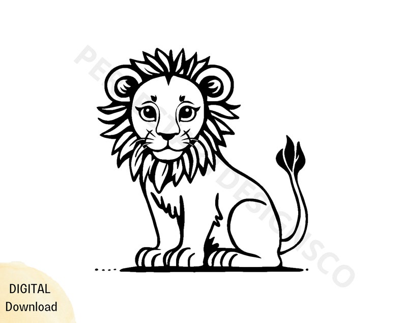 Lion Cub Outline Svg, Lion Cub Clipart, Lion Cub Svg for Shirt, Svg ...
