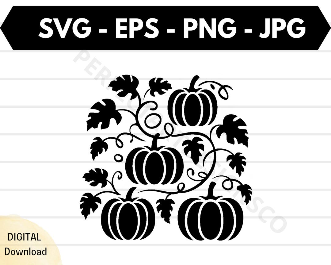 Pumpkin Vines Silhouette Svg, Pumpkin Vines Outline, Pumpkin Vines ...