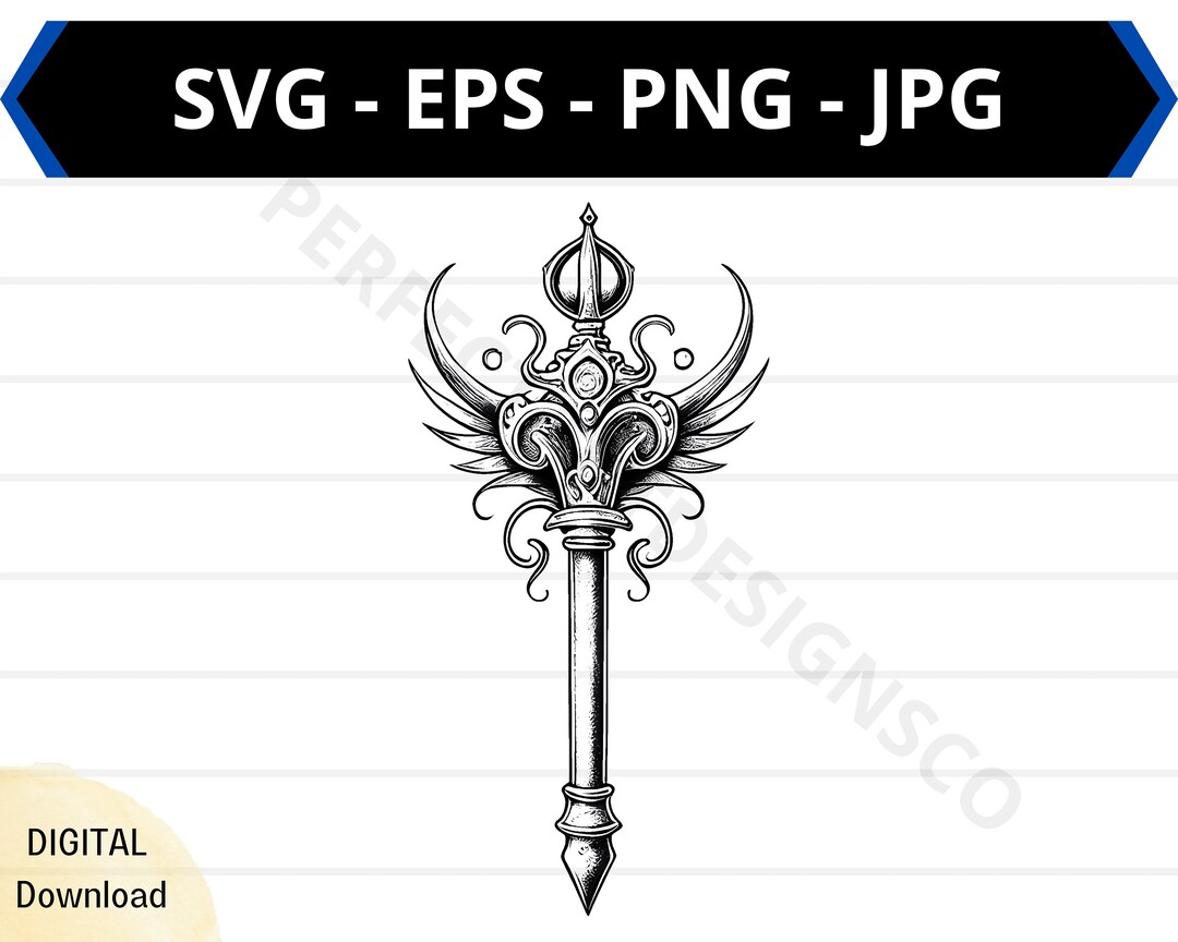 Scepter Vector Illustration Tattoo Svg, Scepter Shirt Design Image ...
