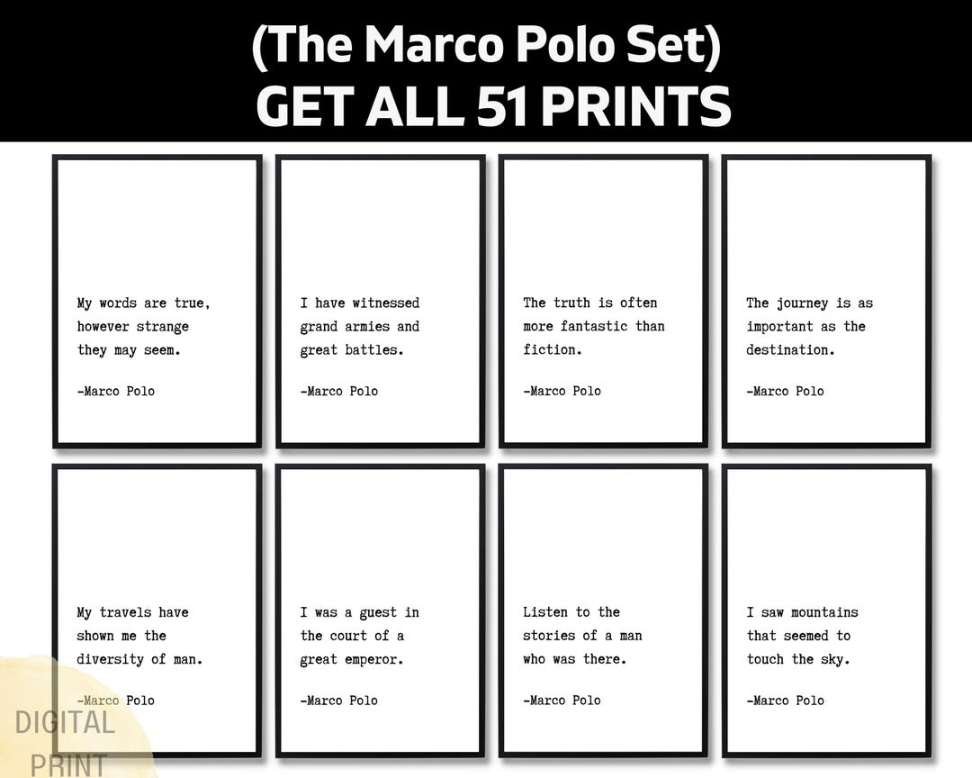 51 Marco Polo Quotes, Printable Explorer Wall Art, Silk Road Digital ...
