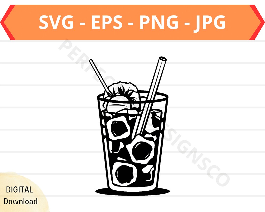 Iced Tea Glass Outline Svg, Iced Tea Glass Clipart, Iced Tea Glass Svg ...