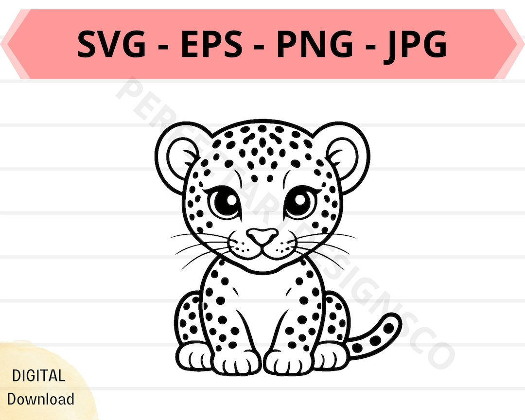 Cute Leopard Svg File, Baby Leopard Outline Svg, Leopard Clipart Svg ...