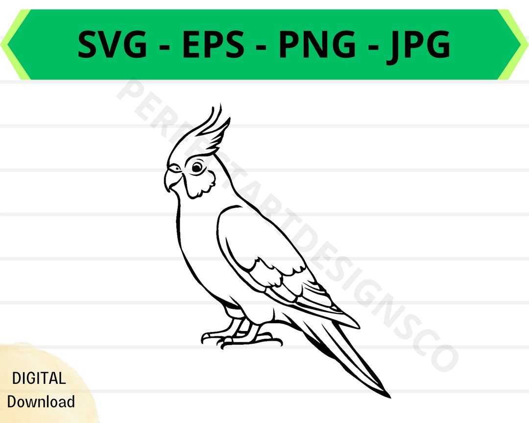 Cockatiel Outline Svg, Cockatiel Clipart, Cockatiel Svg for Shirt, Svg ...